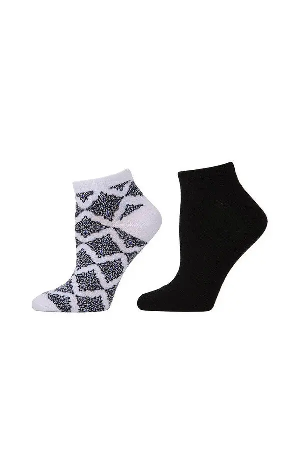Natori Diamond Socks 2-pair Pack - Black / White