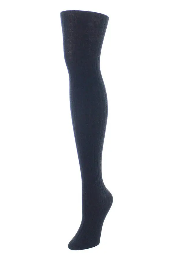 Natori Cashmere Ribbed Tights - Black