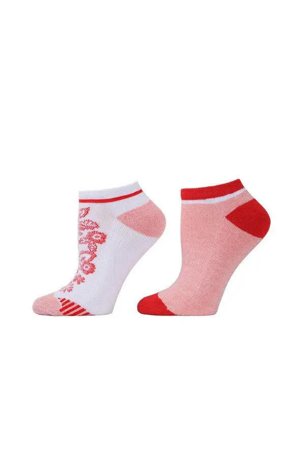 Natori Floral-mix Ankle Socks 2 Pair Pack - White