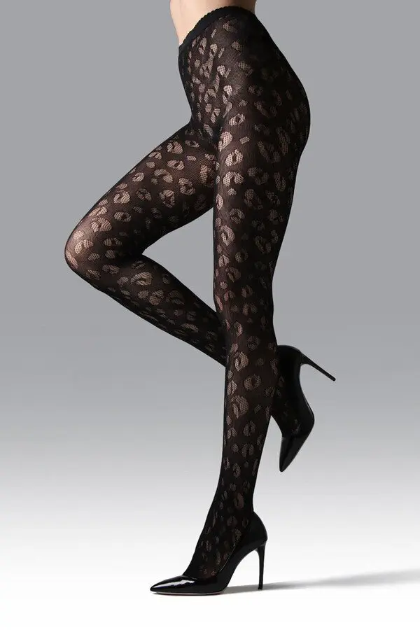 Natori Leopard Net Tights - Black