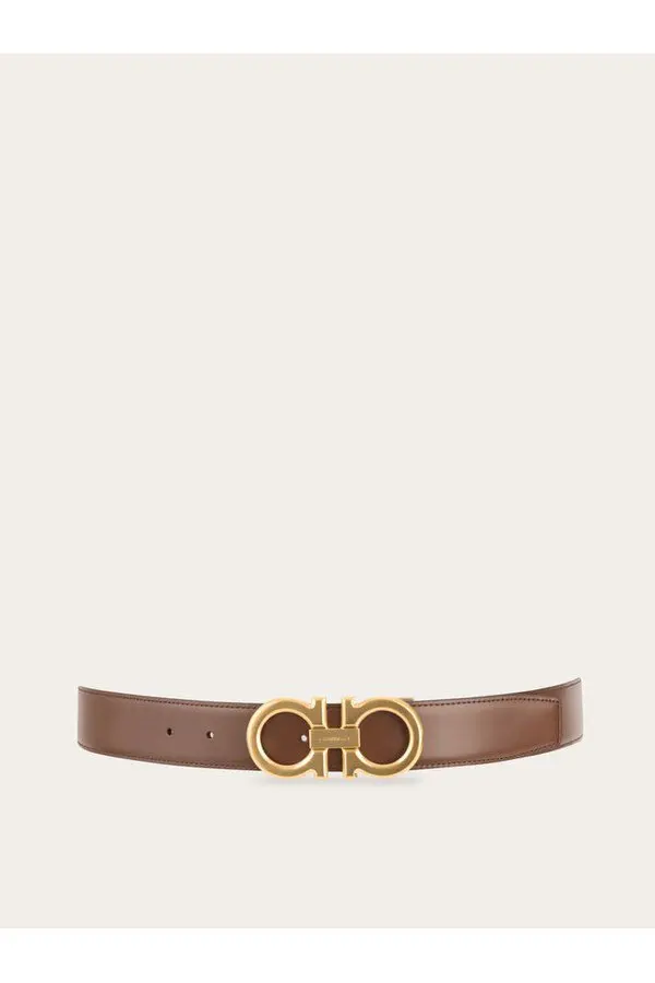 FERRAGAMO Reversible And Adjustable Gancini Belt - Gold