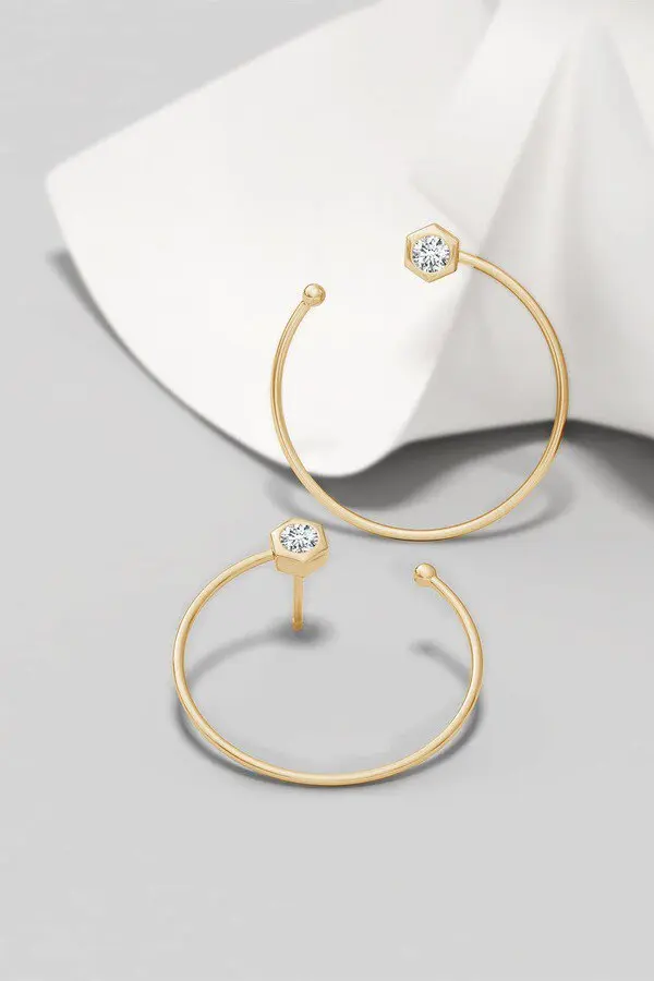 Natori Indochine Small Diamond Hoop Earrings - Gold