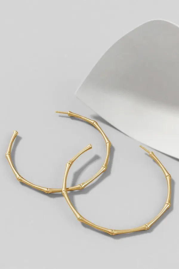 Natori Indochine 14k Large Bamboo Hoop Earrings - Gold
