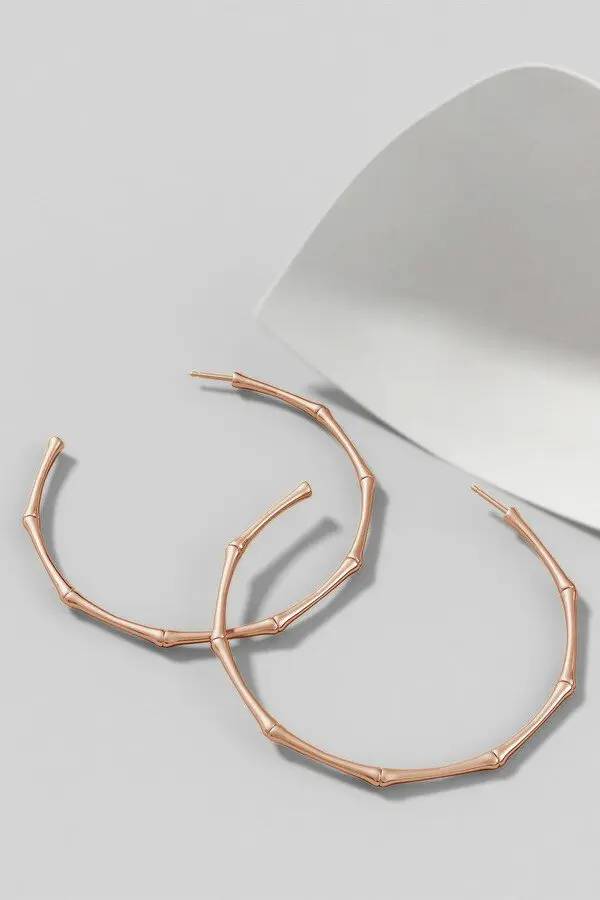 Natori Indochine 14k Large Bamboo Hoop Earrings - Gold