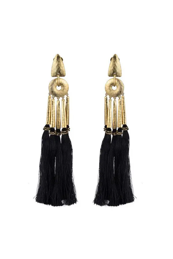Natori Plated Brass Tassel Clip Earrings - Gold