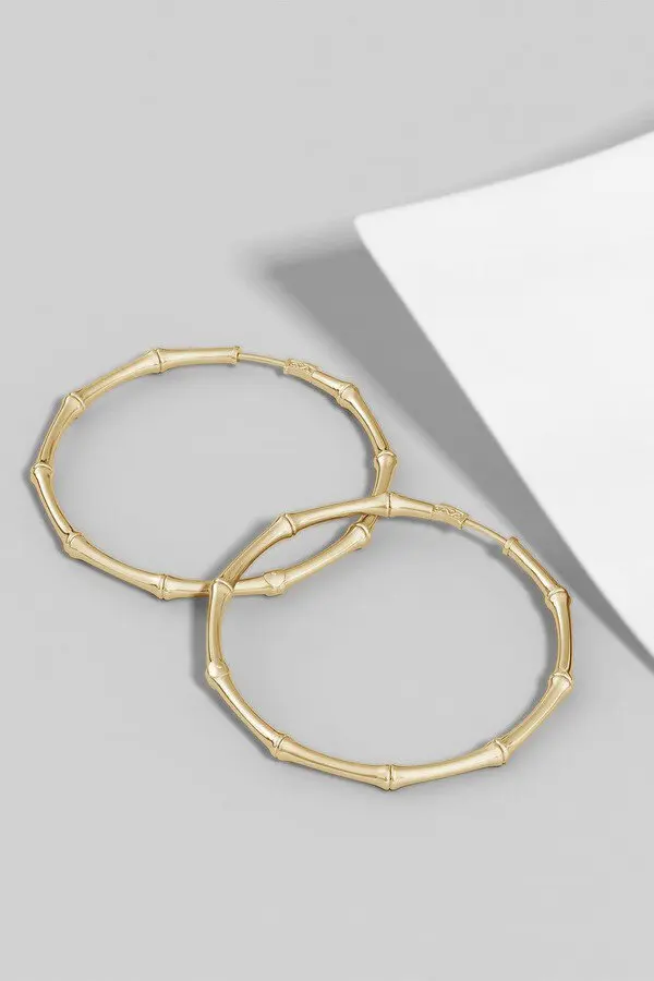 Natori Indochine 14k Medium Bamboo Full Circle Hoop Earrings - Gold