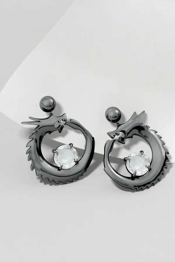 Natori Dragon Dangle Earrings - Silver