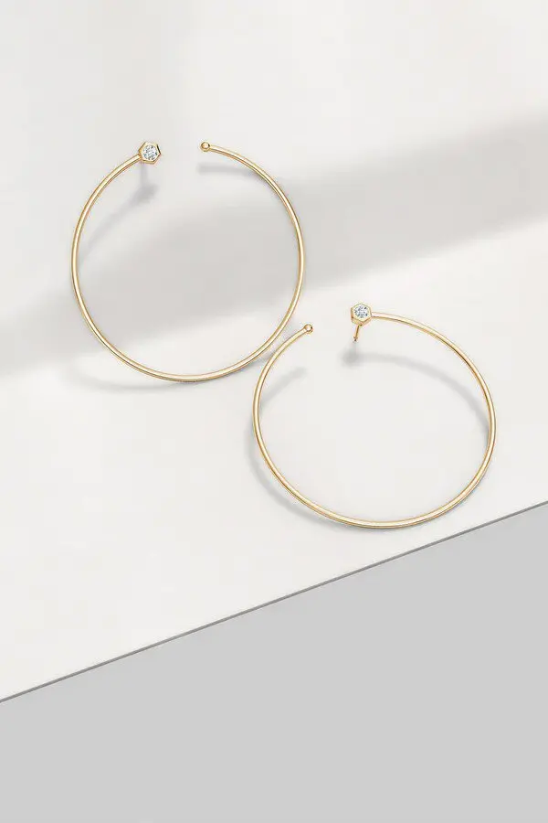 Natori Indochine 14k Diamond Hoop Earrings - Gold