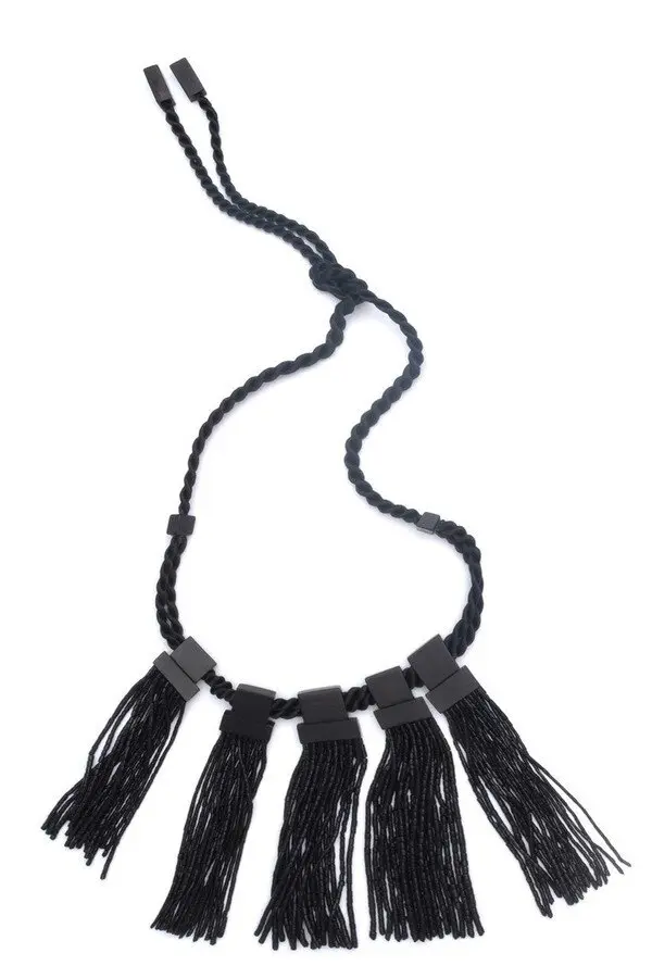 Natori Buffalo Fringe Necklace - Black
