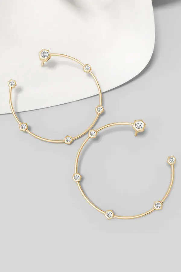 Natori Indochine 14k Yellow Diamond Hoop Earrings - Gold