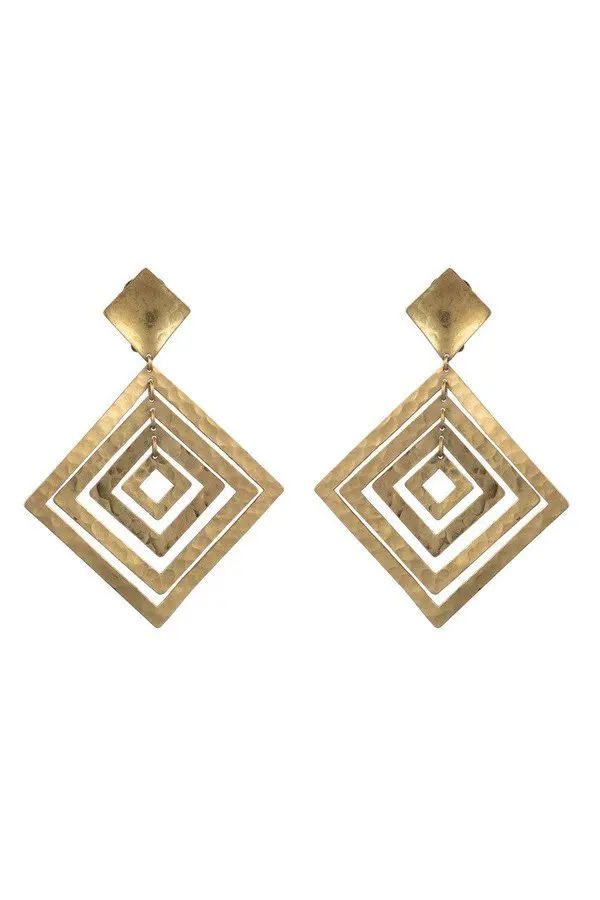 Natori Buffed Brass Diamond Clip Earrings - Gold