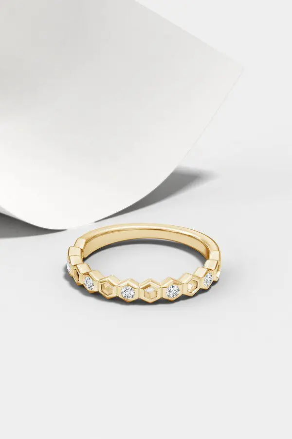 Natori Indochine 14k Yellow Hexagon Diamond Ring - Gold
