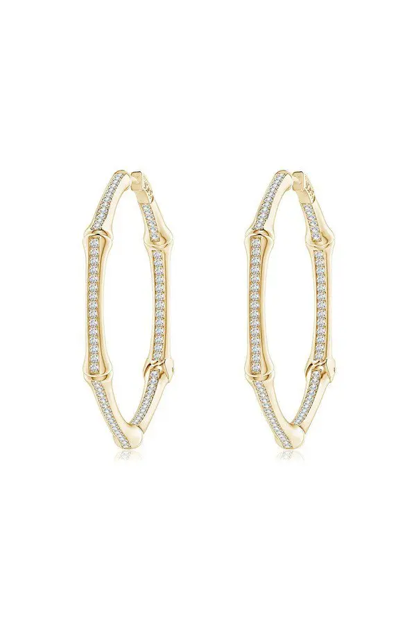 Natori Indochine 14k Yellow Diamond Hoop Earrings