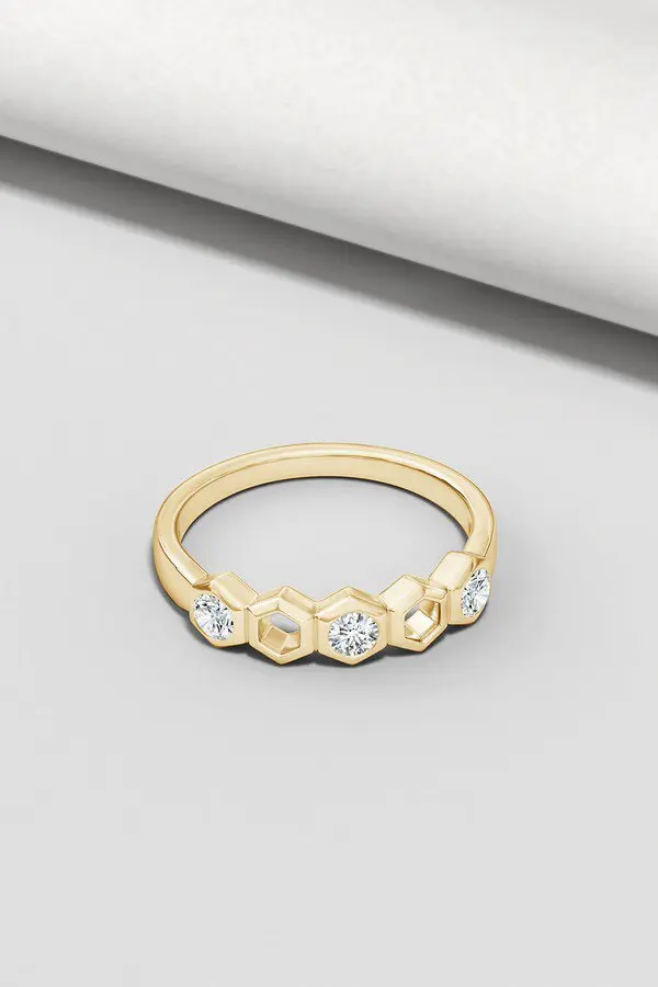 Natori Indochine 14k Hexagon Alternating Diamond Ring - Gold