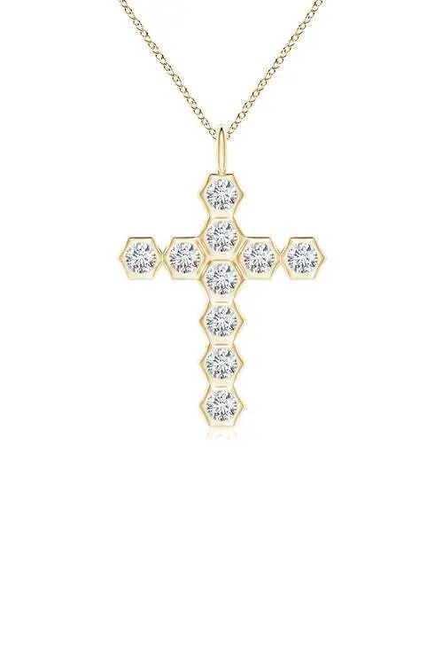 Natori Indochine 14k Hexagon Diamond Cross Pendant Necklace - Gold