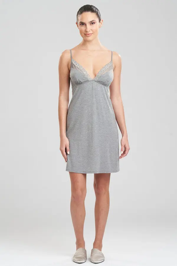 Natori Feathers Essentials Lace Chemise - Gray