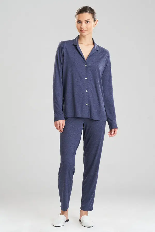 Natori Shangri-la Tencel Long Sleeve Notch Pj - Blue