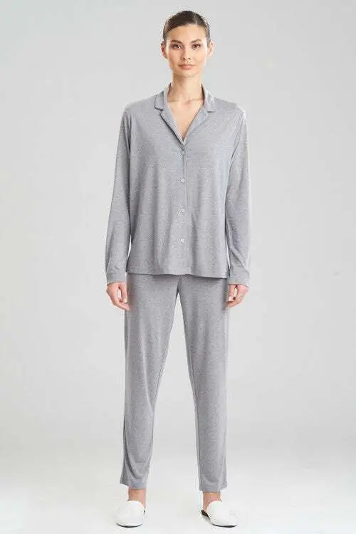 Natori Shangri-la Tencel Long Sleeve Notch Pj - Gray