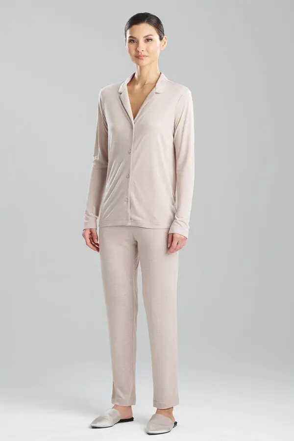 Natori Shangri-la Tencel Long Sleeve Notch Pj - Neutral