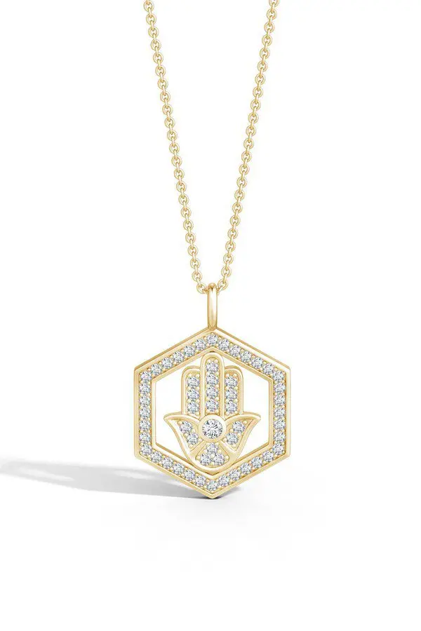 Natori Indochine Spirit 14k Yellow Hamsa Diamond Pendant Necklace - Gold