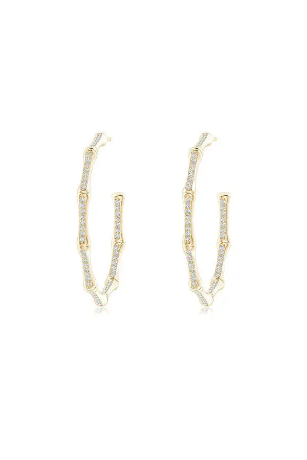 Natori Indochine 14k Diamond Hoop Earrings - Gold