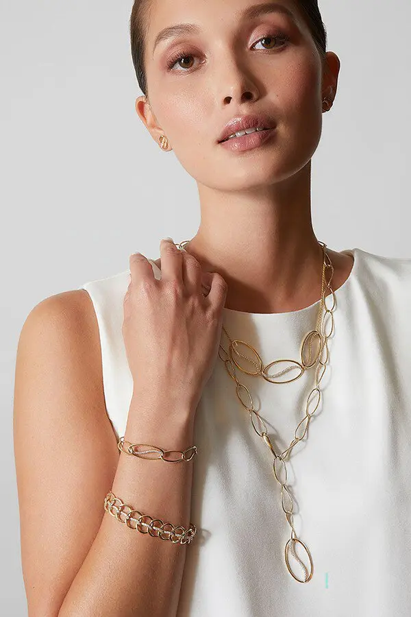 Natori Shangri-la Elliptical Yin-yang Diamond Trio Necklace - Gold