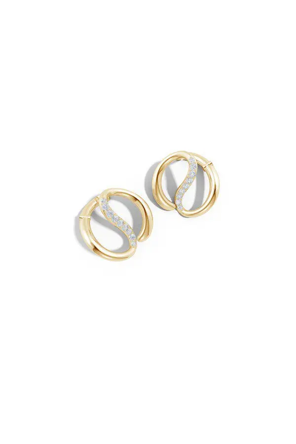 Natori Shangri-la Yin-yang 14k And Diamond Medium Button Stud Earrings - Gold