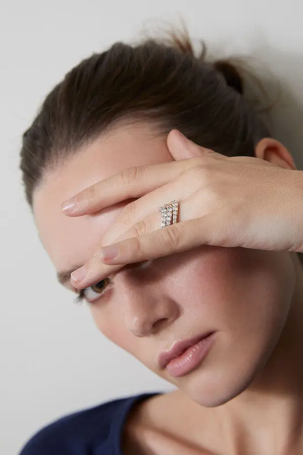 Natori Shangri-la 14k And Diamond Half Eternity Stacking Ring - Gold