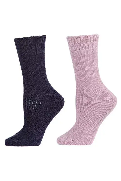 Natori Chenille Crew Socks 2-pair Pack - Navy