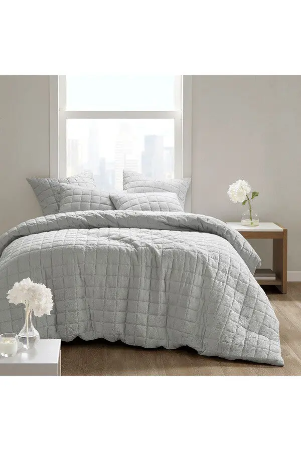 Natori Cocoon Quilt Top Comforter Mini Set - Grey