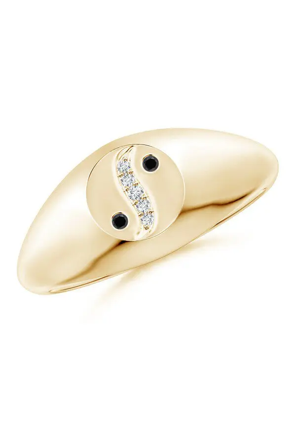 Natori Shangri-la Yin-yang 14k Diamond Signet Ring - Gold