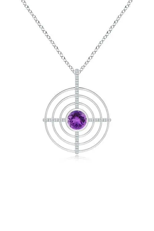 Natori Infinity Concentric Circle 14k And Amethyst Pendant Necklace - Gold
