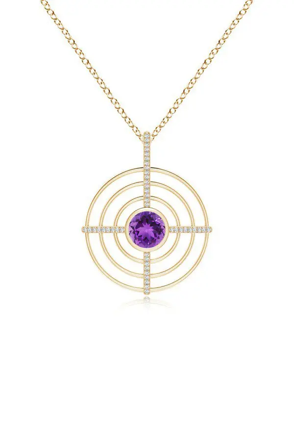 Natori Infinity Concentric Circle 14k And Amethyst Pendant Necklace - Gold