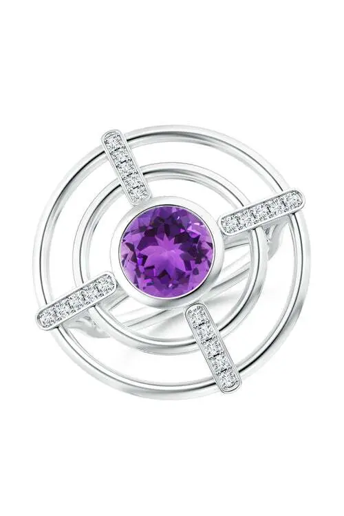 Natori Infinity Concentric Circle 14k And Amethyst Ring - Gold