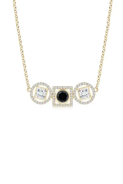 Natori Infinity 14k Diamond Three Stone Halo Necklace - Gold