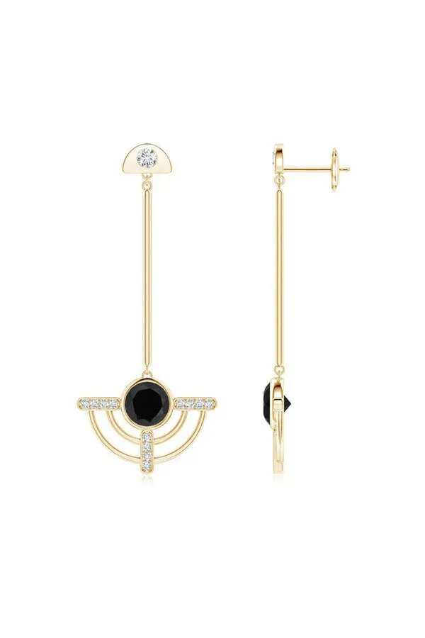 Natori Infinity Half Concentric 14k And Black Onyx Dangle Earrings - Gold