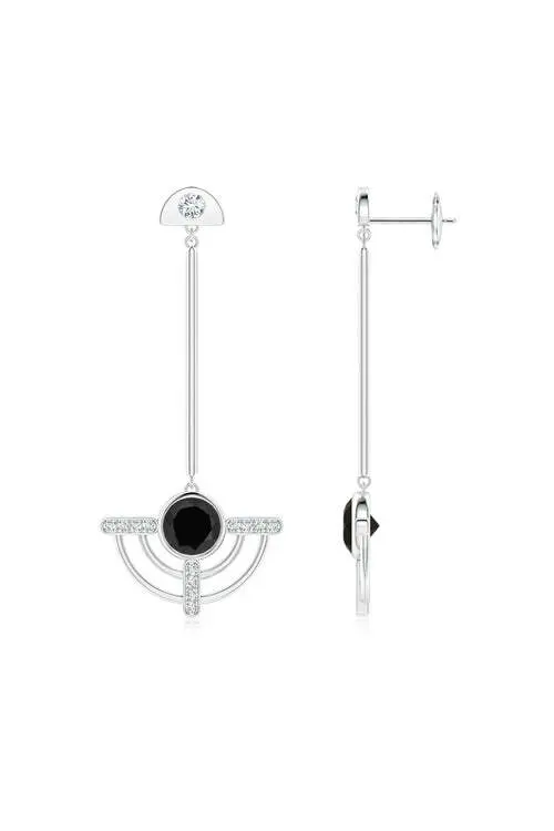 Natori Infinity Half Concentric 14k And Black Onyx Dangle Earrings - Gold