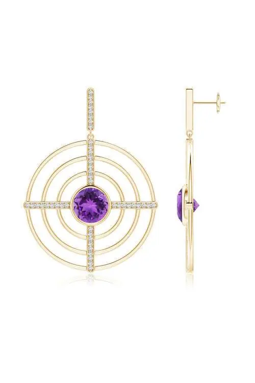 Natori Infinity Concentric Circle 14k And Amethyst Earrings - Gold