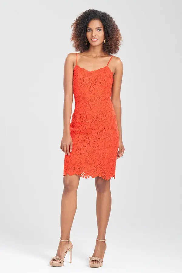 Natori Scroll Guipure Lace Cami Dress In Red - 89% Off | Editorialist