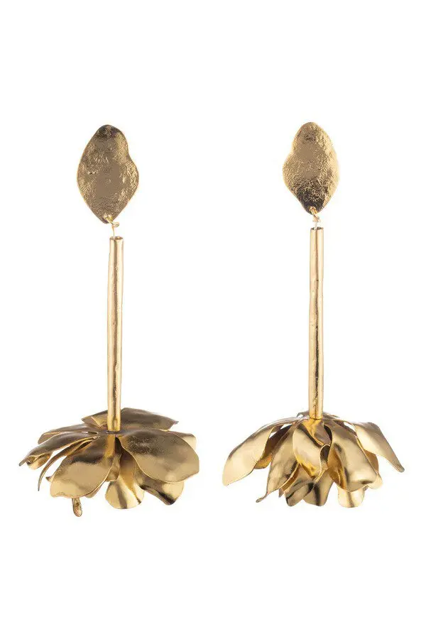 Natori Plated Brass Floral Drop Earrings - Gold