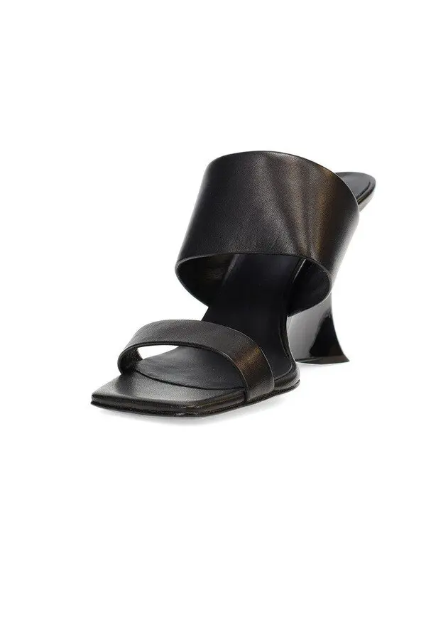 Natori Balli High Wedge Slide Sandals - Black