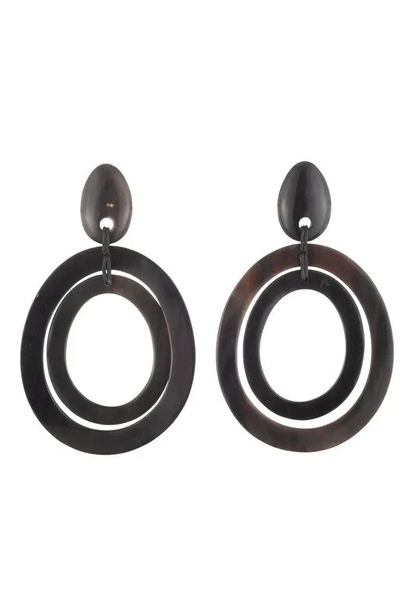 Natori Buffalo Horn Hoop Earrings - Black