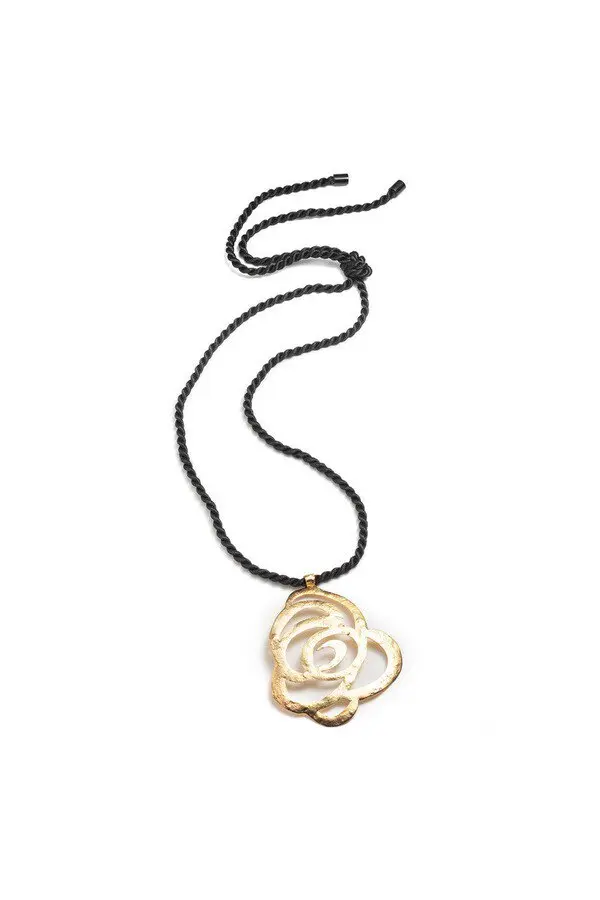 Natori Plated Floral Scroll Necklace - Gold