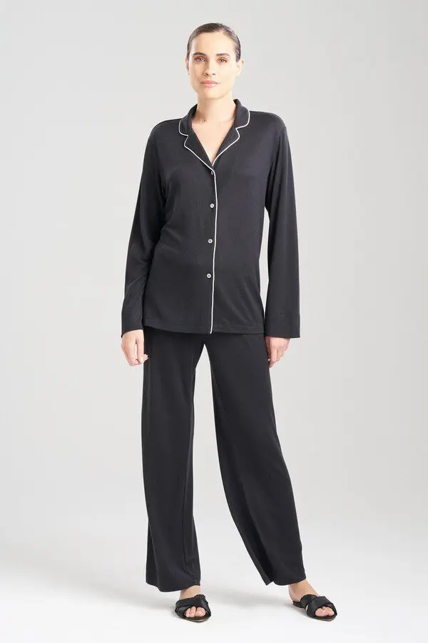 Natori Oasis Notch Pajama Set - Black