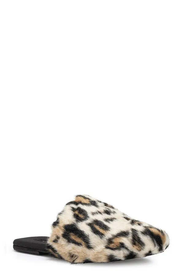 Natori Faux Leopard Fur Slides