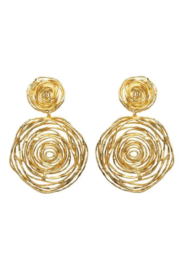 Natori Brass Wire Hoop Drop Earrings - Gold