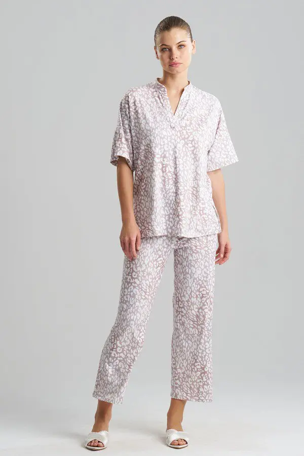 Natori Misty Leopard Knit Pajama Set - Animal Print