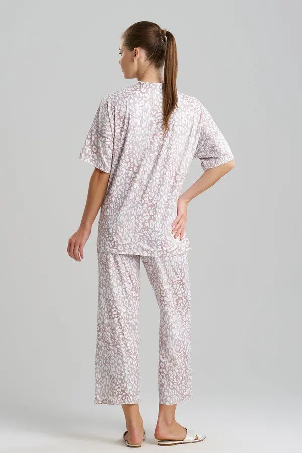 Natori Misty Leopard Knit Pajama Set - Animal Print