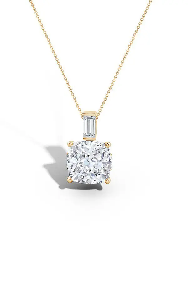 Natori Orient Express Lab-grown Cushion Diamond Pendant Necklace - Gold