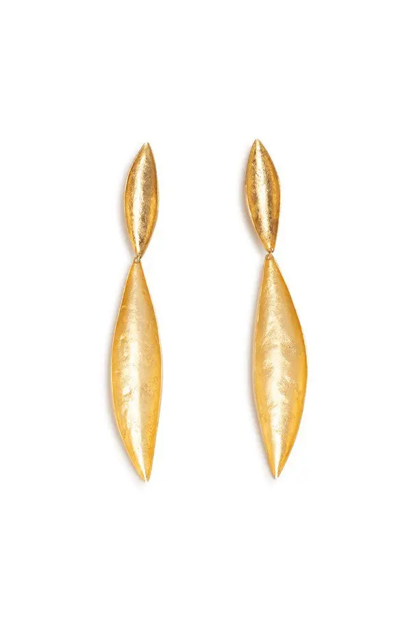 Natori Plated Leaf Earrings - Gold
